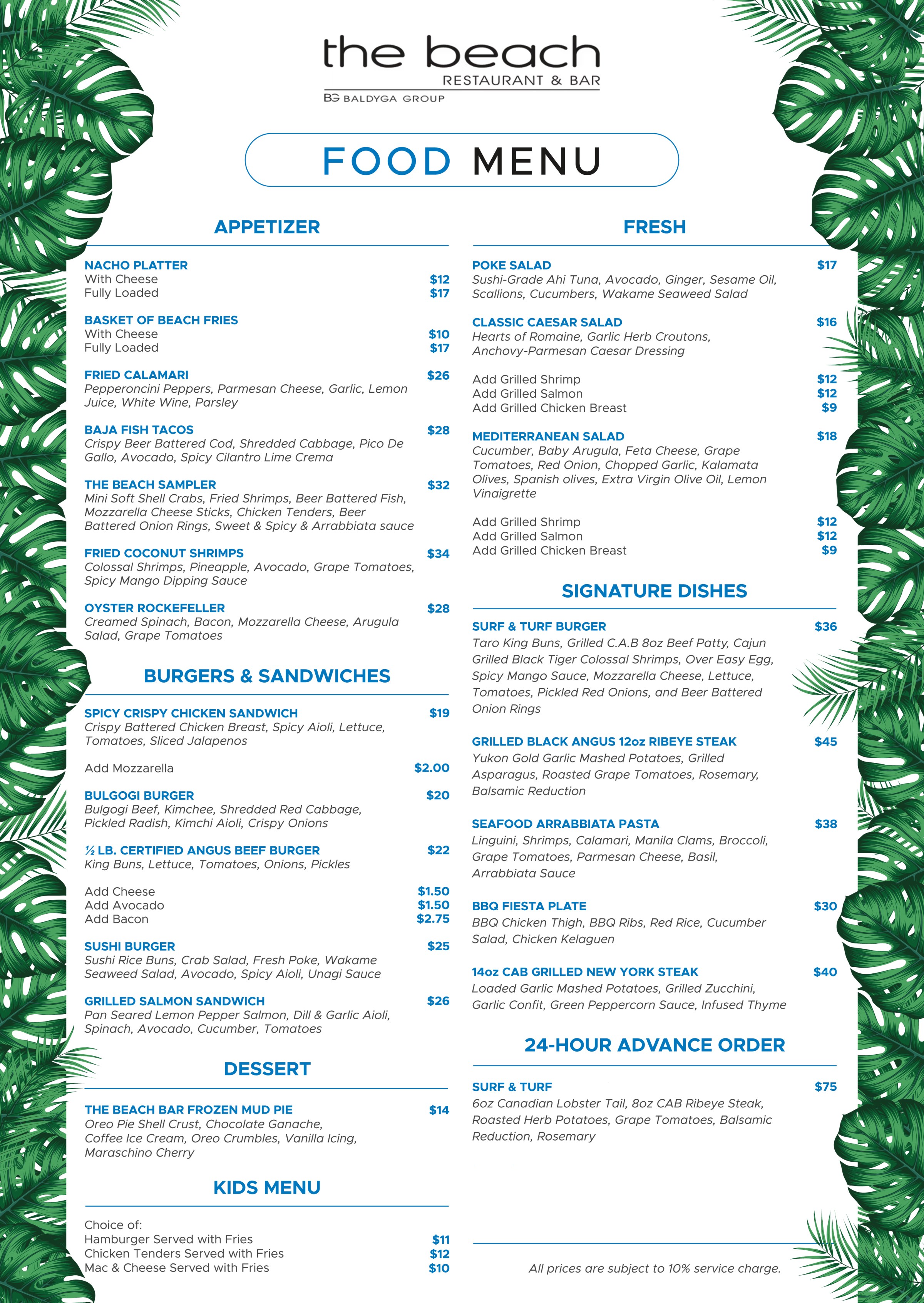 Guam's Largest Beach Bar Delicious Menu | The Beach